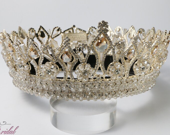 FAST SHIPPING Gold Round Crown With Clear Stones, Circular, Full Crown ...