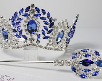 FAST SHIPPING Silver With Blue Stones Tiara, Gorgeous Silver Tiara ...