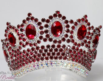 FAST SHIPPING Silver AB With Red Stones Crown, Gorgeous Silver Tiara ...