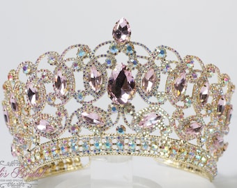 FAST SHIPPING Gold With Pink Stones Tiara, Communion Tiara, Bridal ...