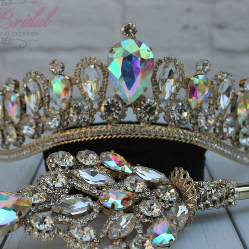 FAST SHIPPING Beautiful Gold Girl Sparkling Tiara With | Etsy