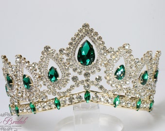 FAST SHIPPING!!! Gold With Jade Stones Crown, Gorgeous Gold Tiara ...