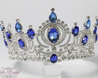 FAST SHIPPING Silver With Blue Stones Tiara, Gorgeous Silver Tiara ...