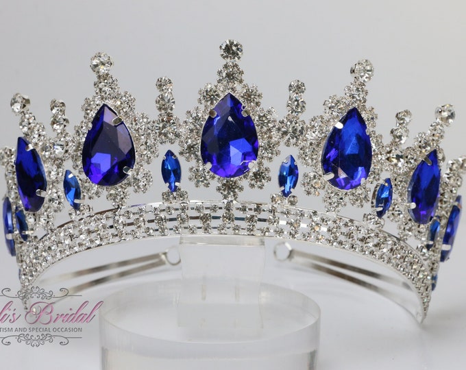 FAST SHIPPING Silver With Blue Stones Tiara, Gorgeous Silver Tiara ...