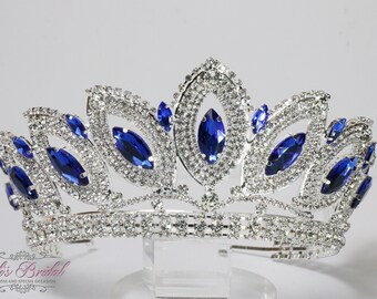 FAST SHIPPING Silver With Blue Stones Tiara, Gorgeous Silver Tiara ...