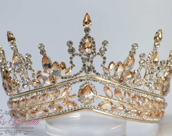 FAST SHIPPING Gold Sparkling Tiara With Honey Stones Crystal - Etsy