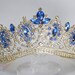 FAST SHIPPING!!! Gold With Royal Blue Tiara, Gorgeous Gold Tiara, Tall ...