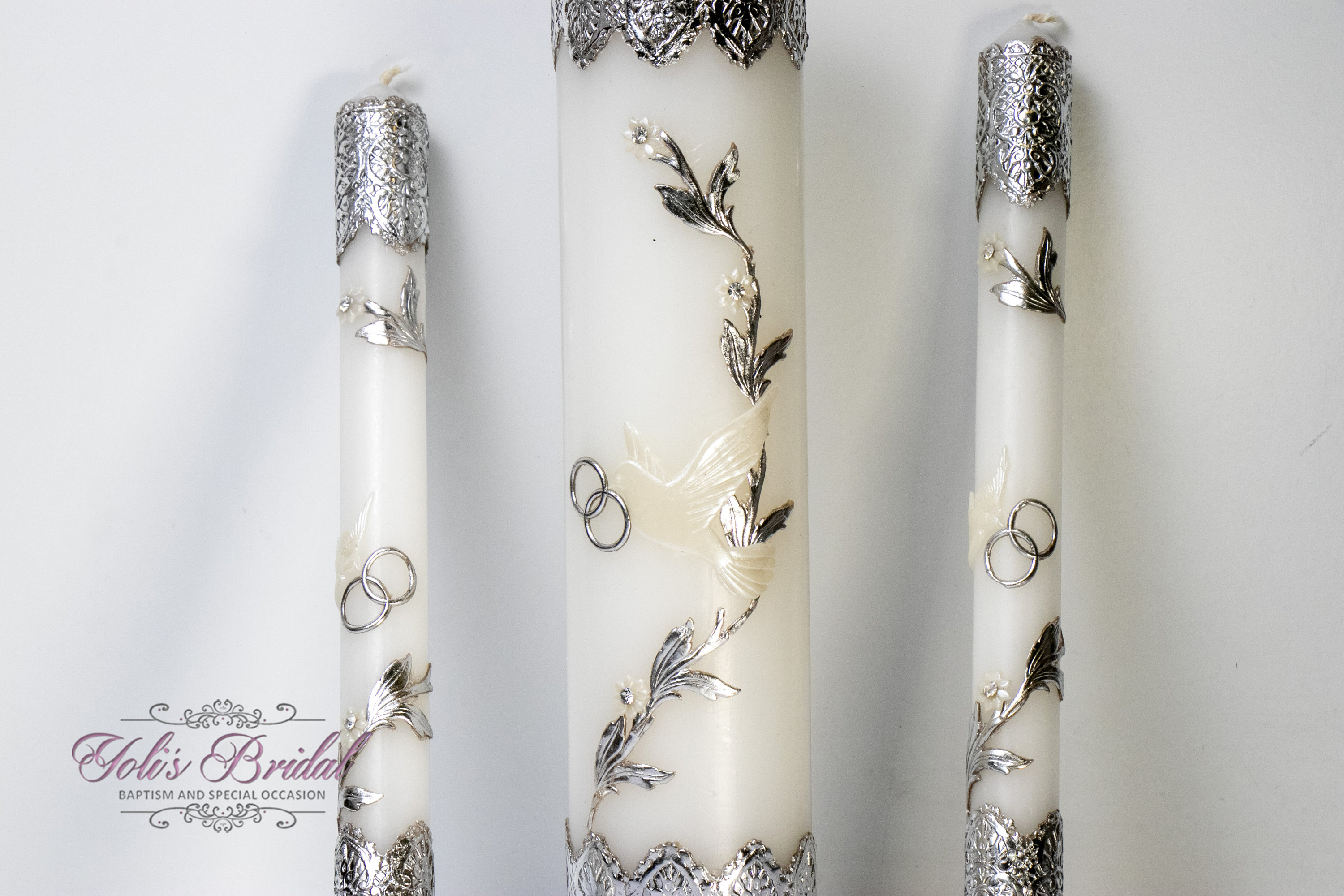 FAST SHIPPING!! Beautiful Silver Unity Candle Set With Silver Base ...