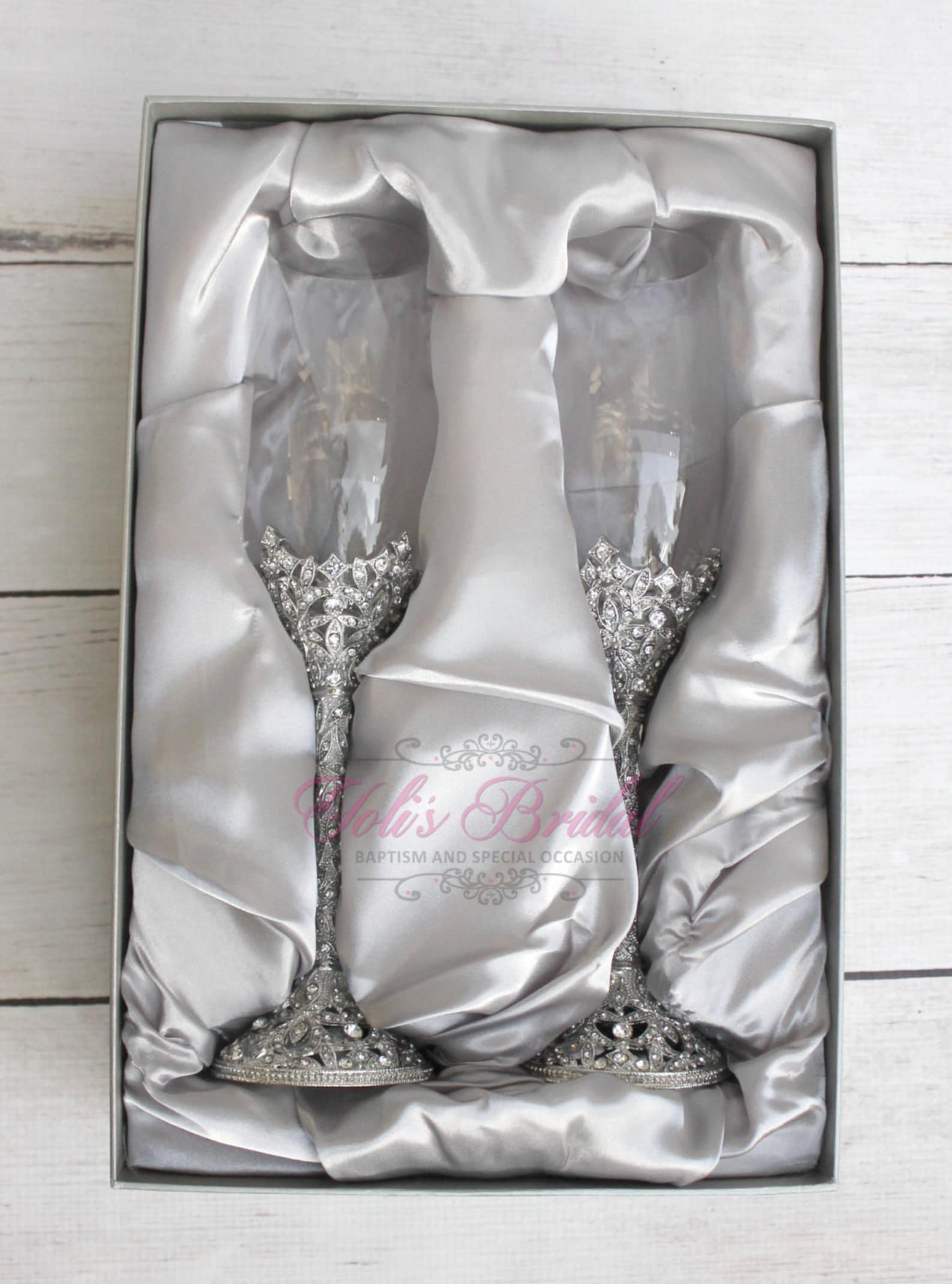 Swarovski Crystal Wedding Toast Set, Champagne Glasses, Weeding ...