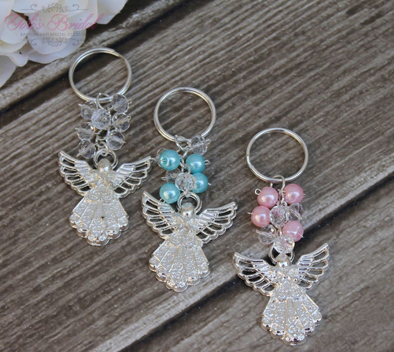 FAST SHIPPING 12 Pieces Silver Angel Key Chain Christening - Etsy