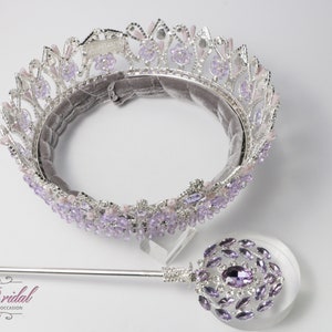 FAST SHIPPING!! Silver Round Crown With Lilac Stones and Scepter ...