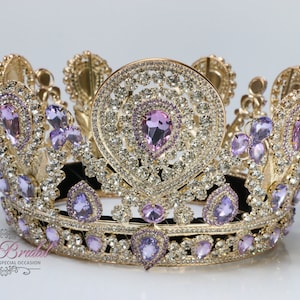 FAST SHIPPING!! Gold With Lilac Stones Round Crown, Royal Crown, Full ...