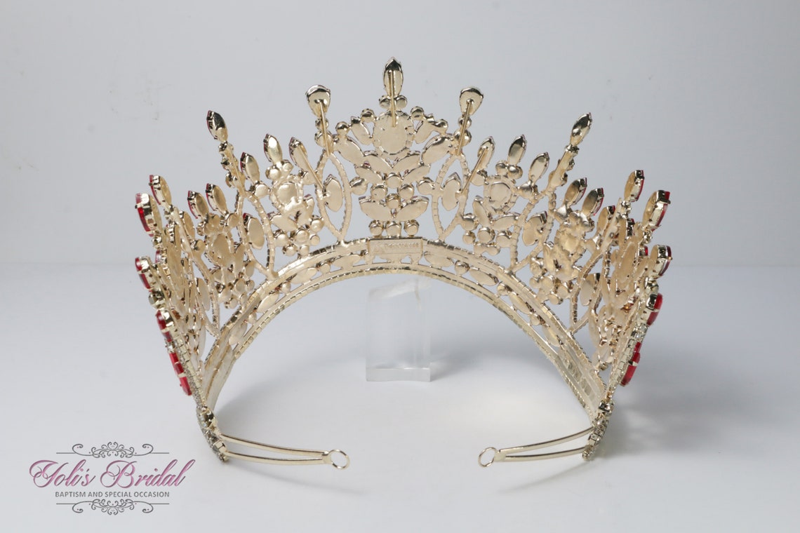 FAST SHIPPING! Gold With Red Stones Tiara, Gorgeous Gold Tiara, Red ...