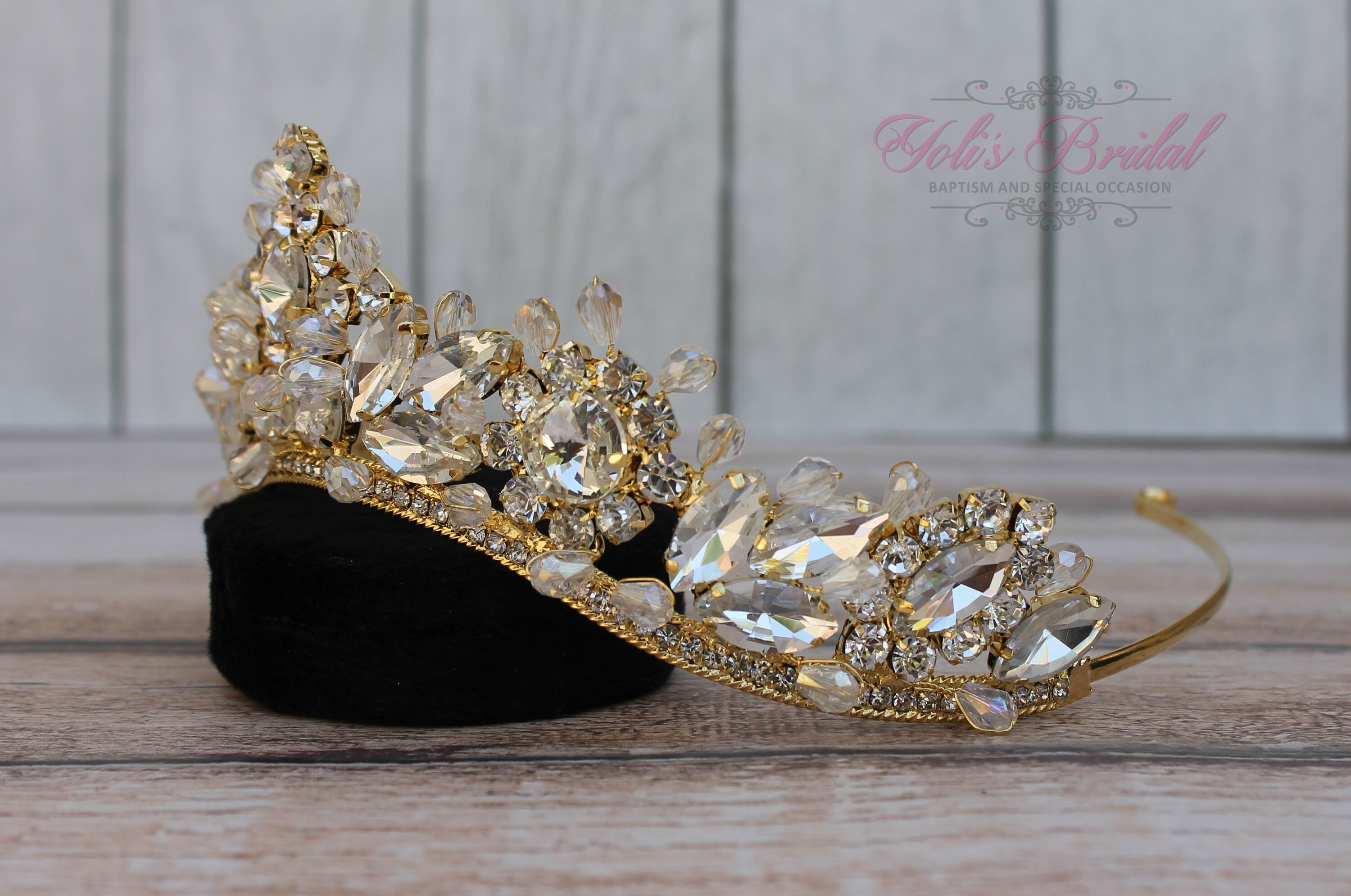 FAST SHIPPING Gold Wedding Tiara Gold Crystal Bridal | Etsy