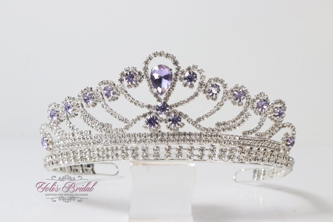 Fast Shipping!! Little Girl Silver With Lilac Stones Tiara, Beauty ...