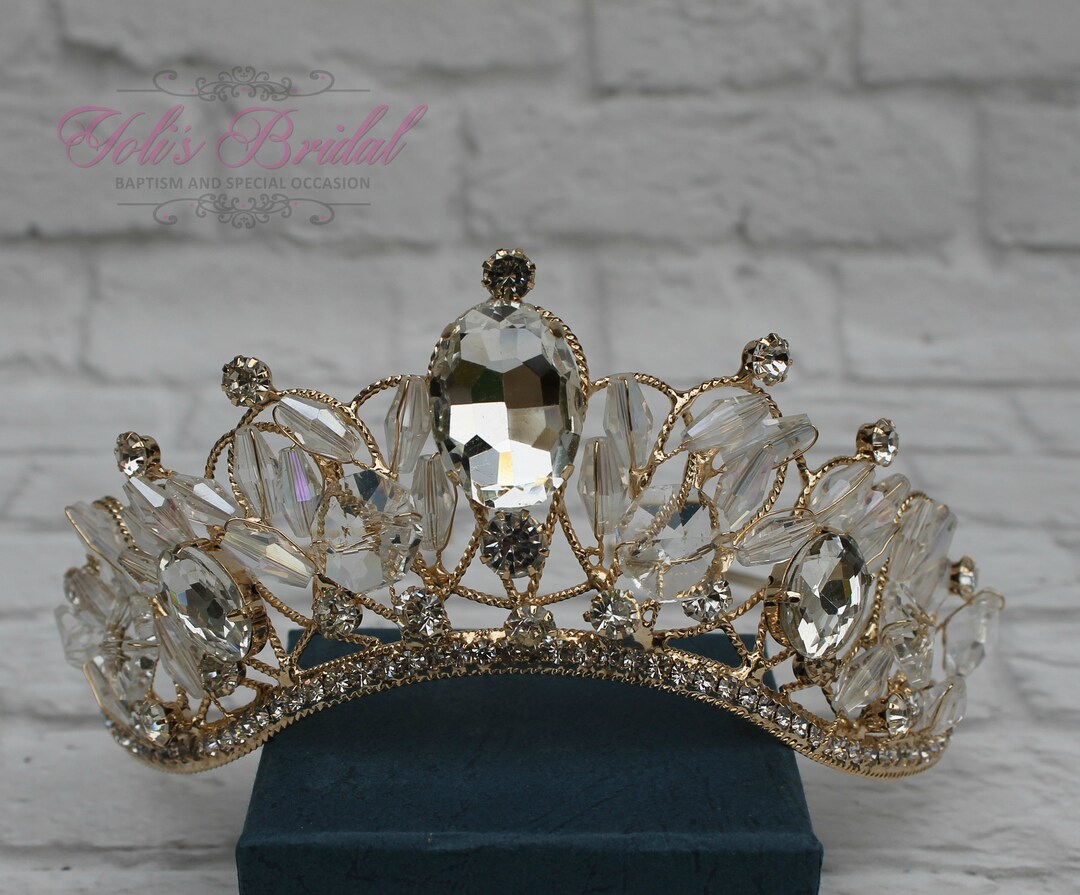 FAST SHIPPING Gold Girl Tiara Gorgeous Gold Crystal Girl - Etsy