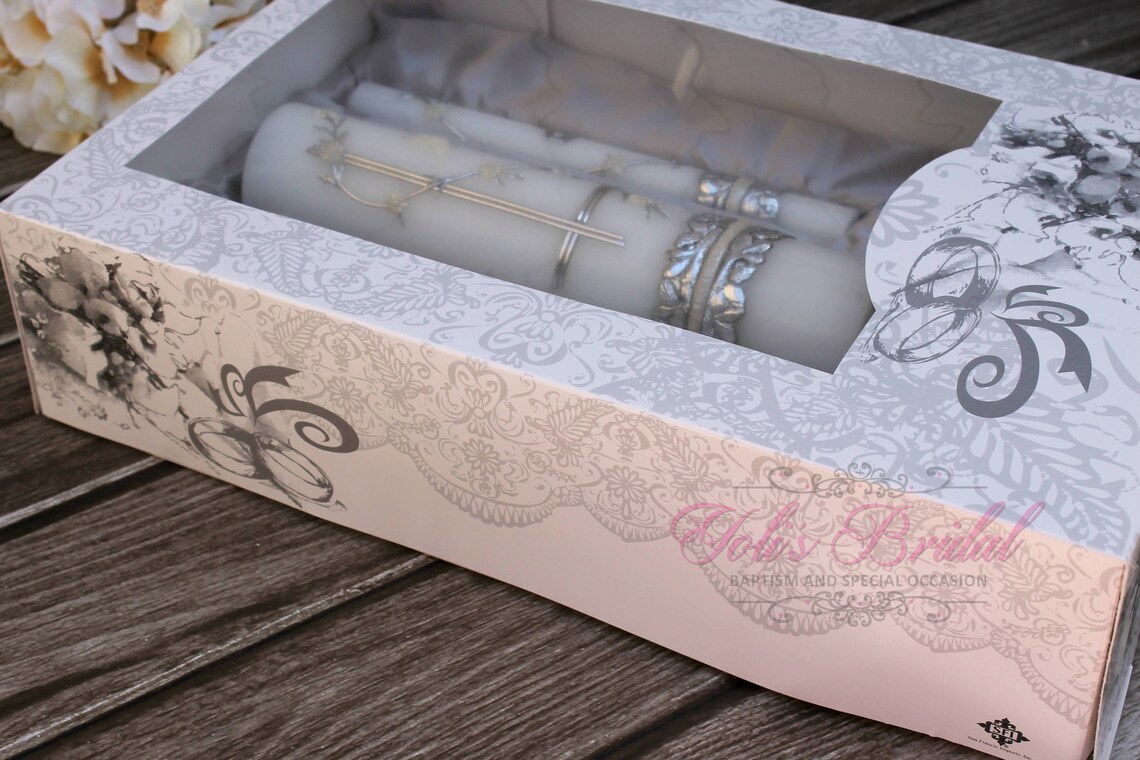 FAST SHIPPING!! Beautiful Silver Unity Candle Set With Silver Base ...