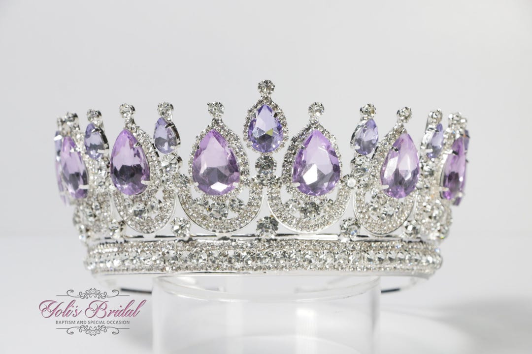 FAST SHIPPING! Silver Graceful Tiara With Lilac Crystals, Wedding ...