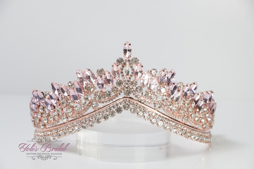 FAST SHIPPING Rose Gold With Pink Stones Tiara, Gorgeous Rose Gold ...