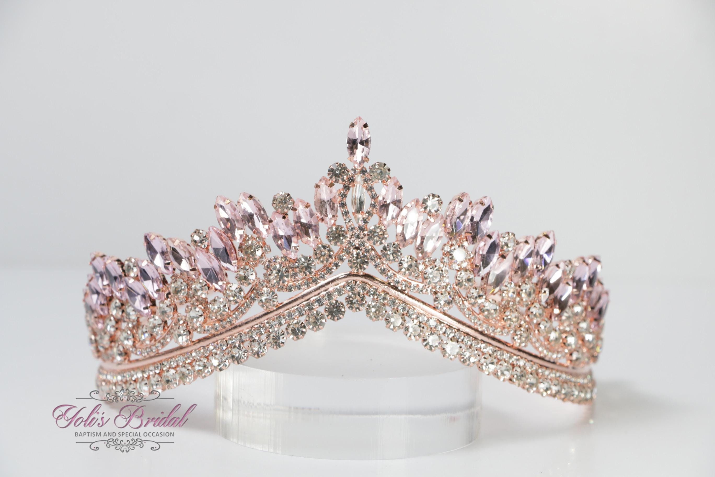 FAST SHIPPING! Rose Gold With Pink Stones Tiara, Gorgeous Rose Gold ...