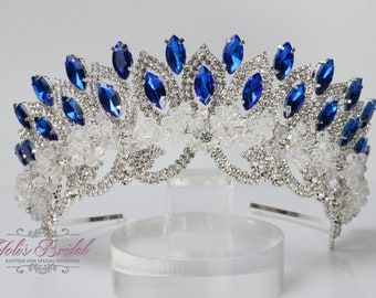 FAST SHIPPING Silver With Blue Stones Tiara, Gorgeous Silver Tiara ...