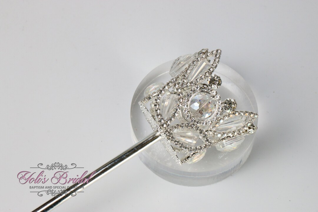 FAST SHIPPING!! Beautiful Silver Scepter, Gorgeous Crystal Scepter ...