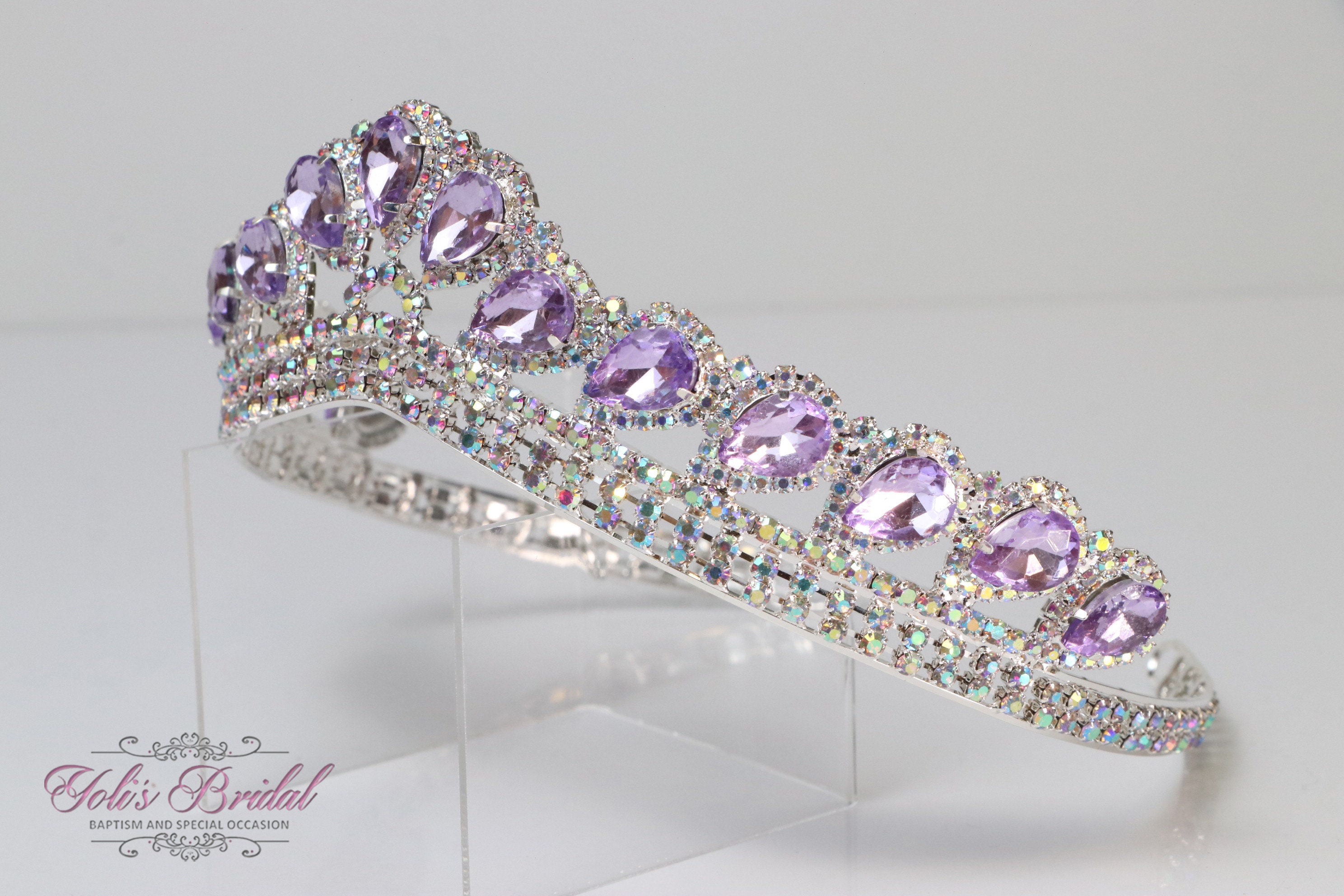 FAST SHIPPING!!! Silver With Lilac and AB Stones Tiara, Gorgeous Silver ...