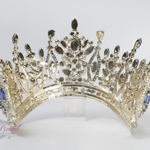 FAST SHIPPING! Gold With Blue Stones Tiara, Gorgeous Gold Tiara, Blue ...