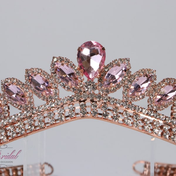 Rose Gold Tiara With Pink Stones - Etsy