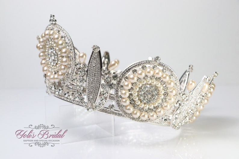 FAST SHIPPING!! Silver Pearls Round Crown, Circular Crown, Full Crown ...