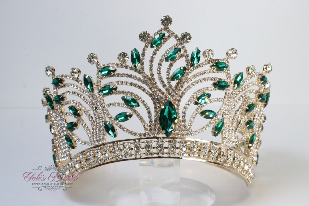 FAST SHIPPING!!! Gold With Jade Stones Crown, Gorgeous Gold Tiara ...