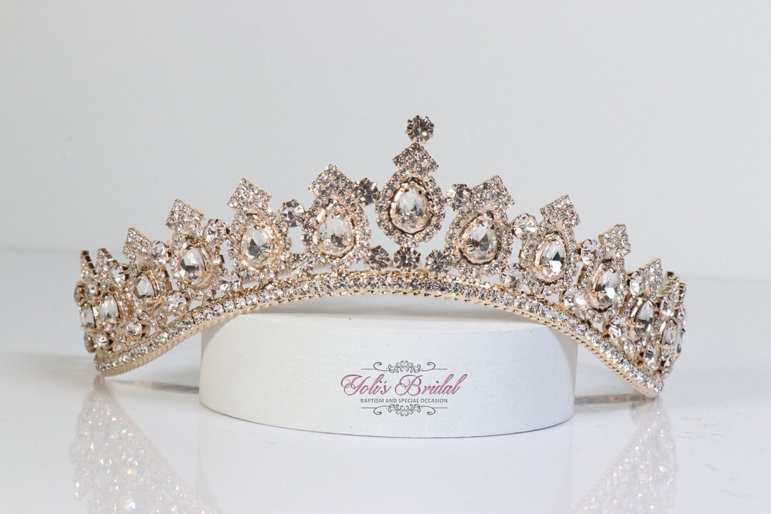 FAST SHIPPING!!!! Gold Sparkling Tiara, Crystal Tiara, Wedding Tiara ...