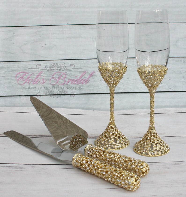 Swarovski Crystal Wedding Toast Set, Champagne Glasses, Wedding Tray ...