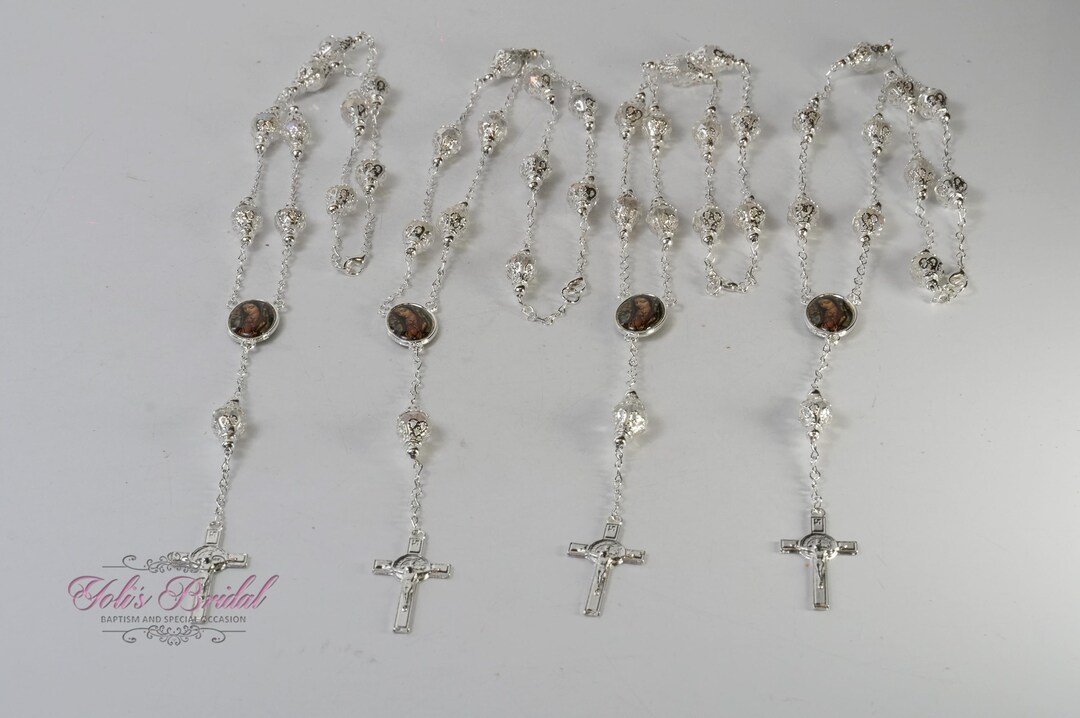 Silver Rosaries, Large Mini Rosaries, Christening Favor, Baptism ...