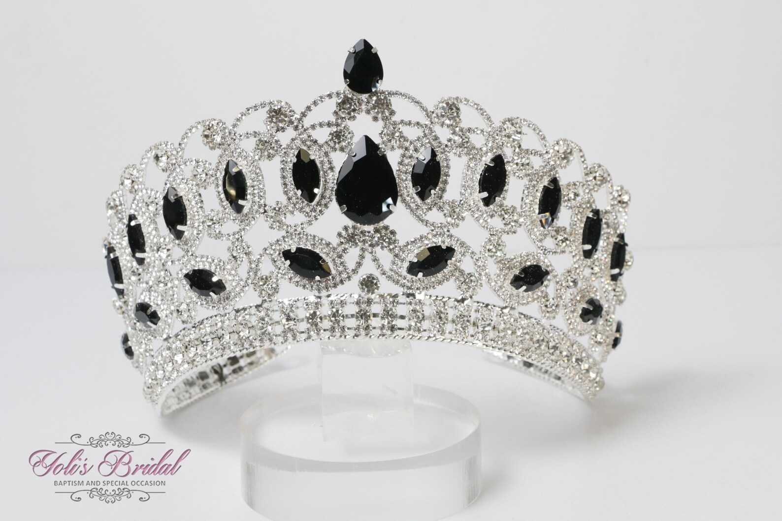 FAST SHIPPING Silver With Black Stones Tiara, Gorgeous Silver Tiara ...