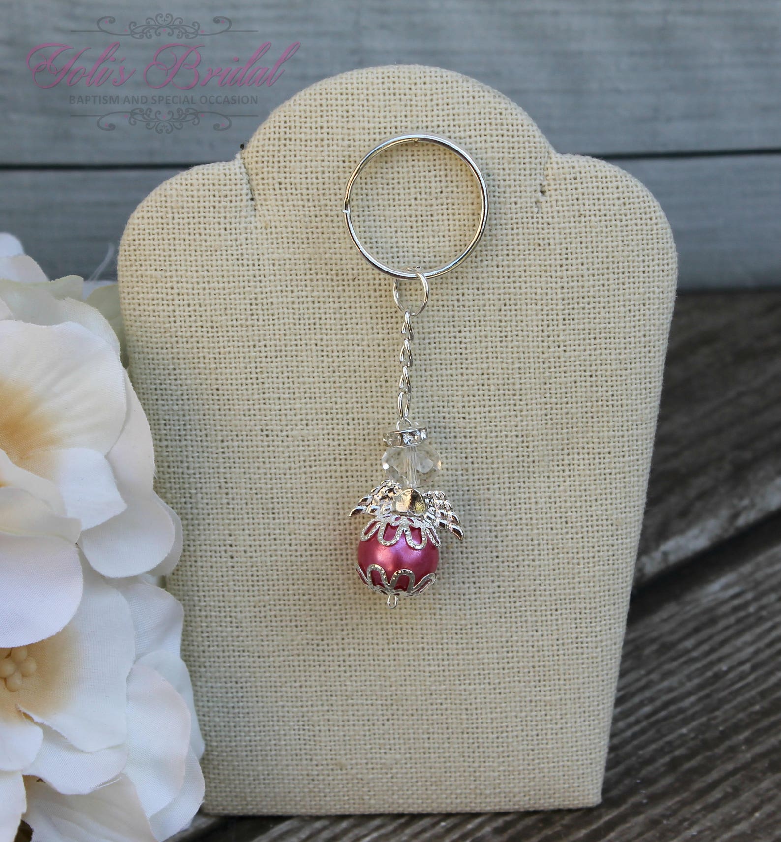 FAST SHIPPING!! 12 Pieces Silver Angel Key Chain, Christening Favor ...