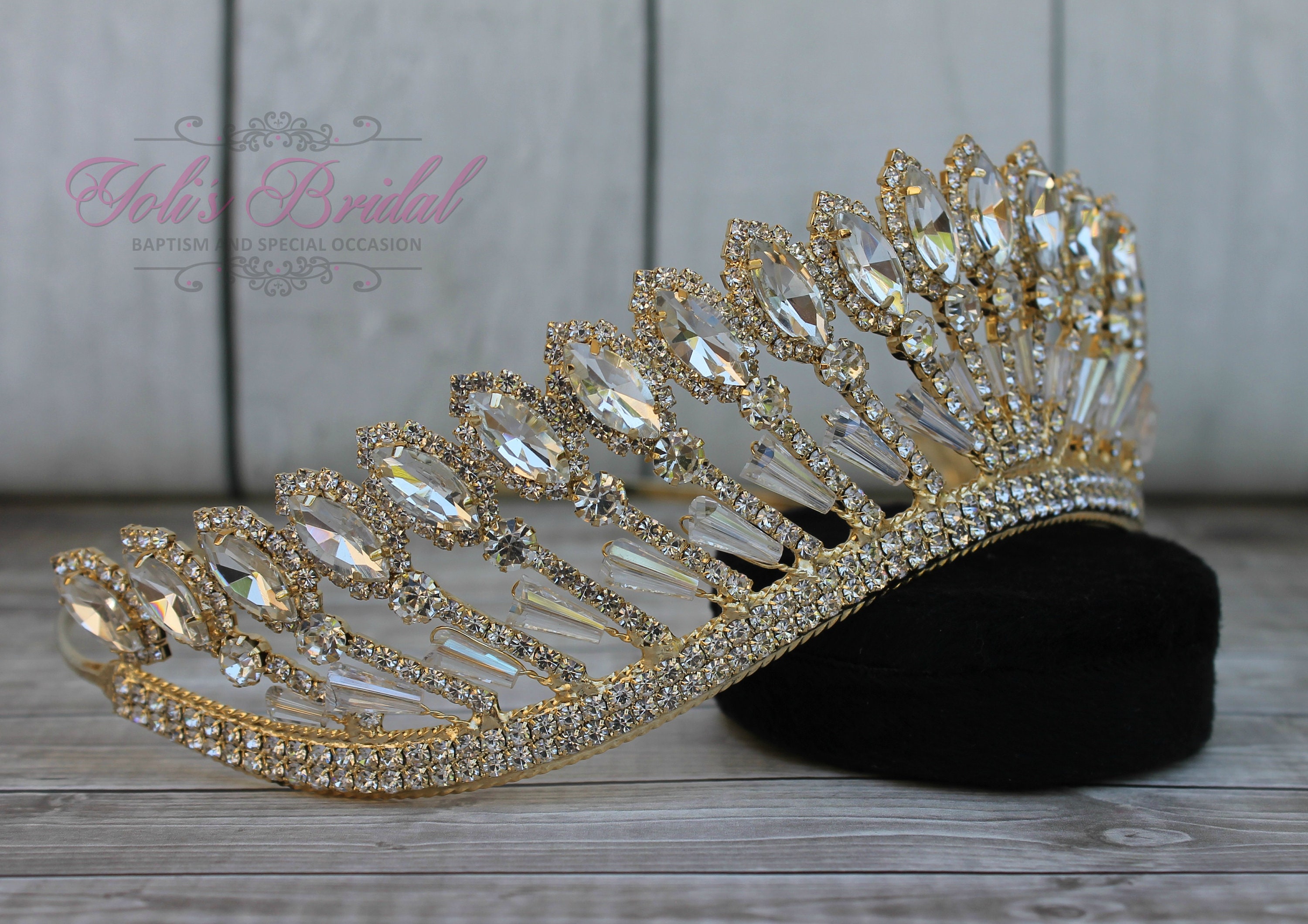 FAST SHIPPING! Gold Sparkling Tiara, Crystal Tiara, Wedding Tiara ...