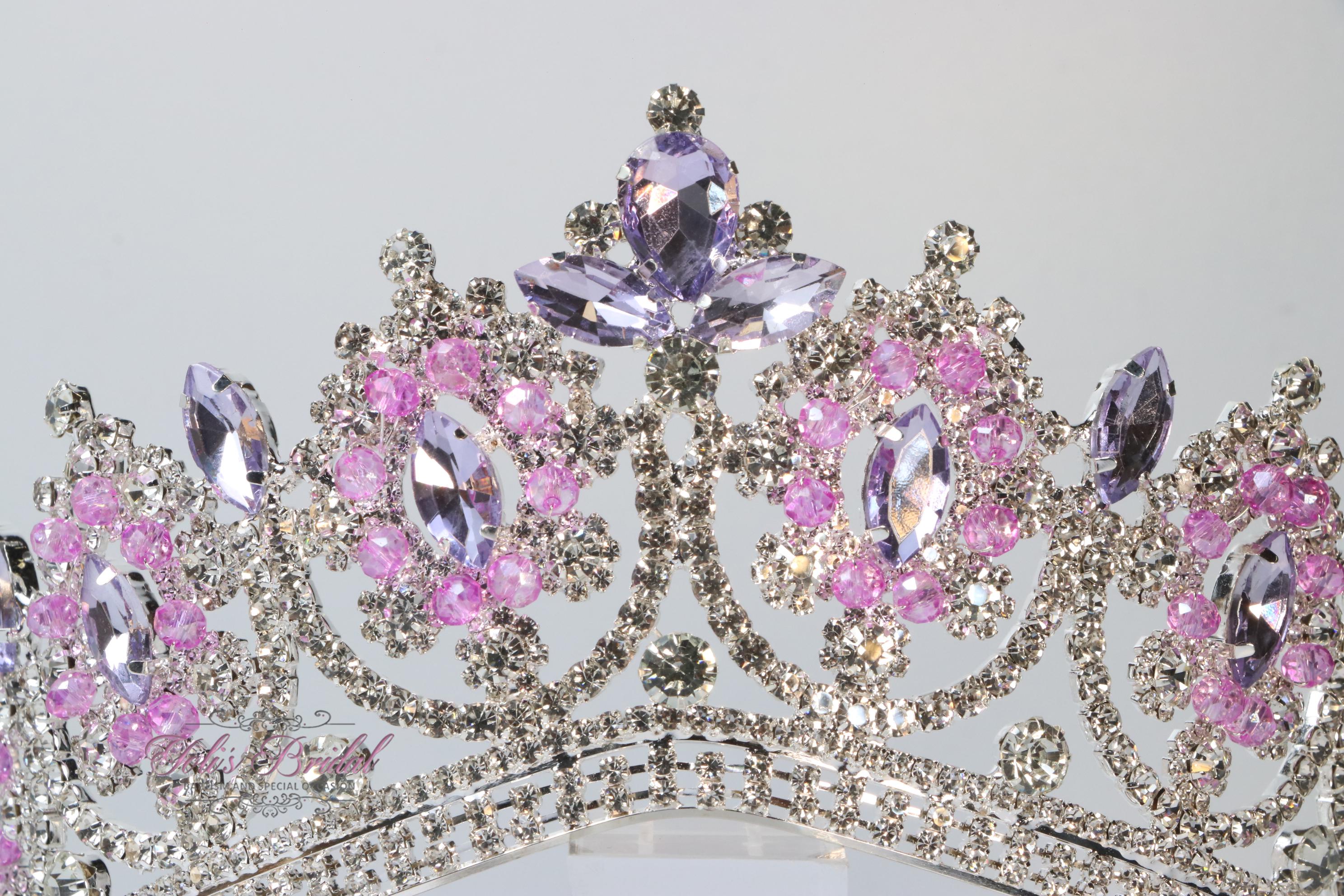FAST SHIPPING!! Silver With Pink Lilac Tiara, Gorgeous Silver Tiara ...
