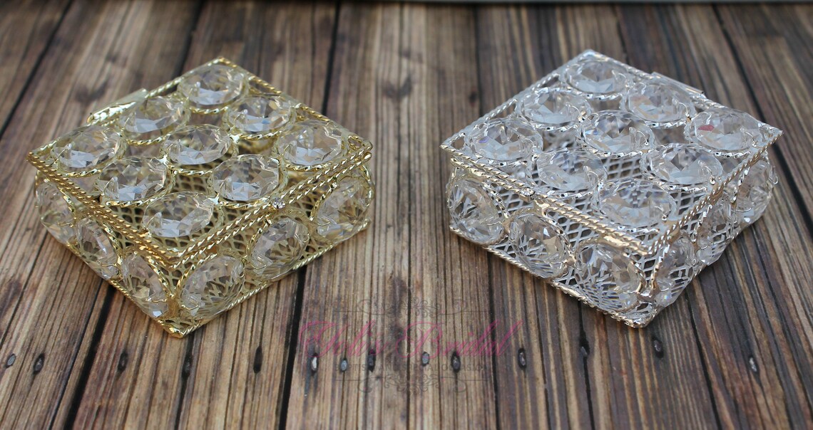 FAST SHIPPING Beautiful Crystal Gold or Silver Ring Box | Etsy