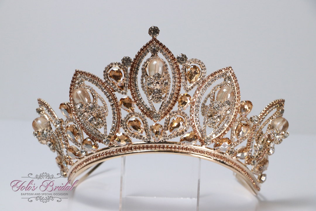 FAST SHIPPING! Gold Sparkling Tiara, Crystal Tiara, Wedding Tiara ...