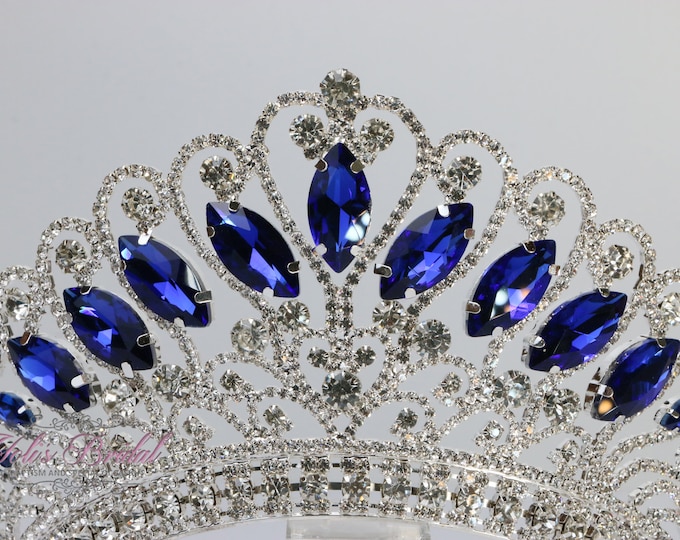 FAST SHIPPING Silver With Blue Stones Tiara, Gorgeous Silver Tiara ...
