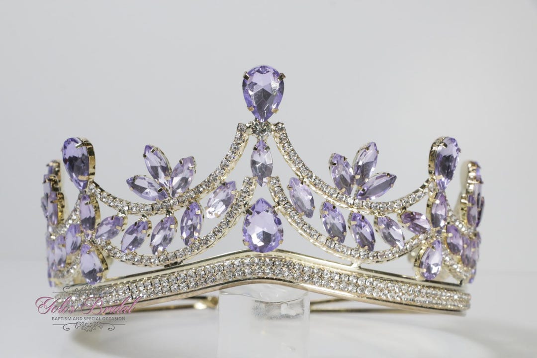 FAST SHIPPING! Gold With Lilac Stones Tiara, Gorgeous Gold Tiara, Lilac ...