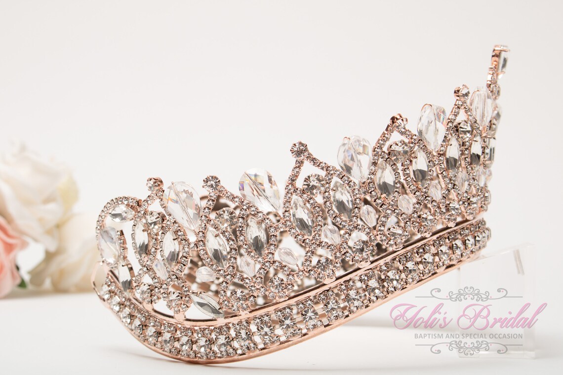 FAST SHIPPING Rose Gold Sparkling Tiara Crystal Tiara | Etsy