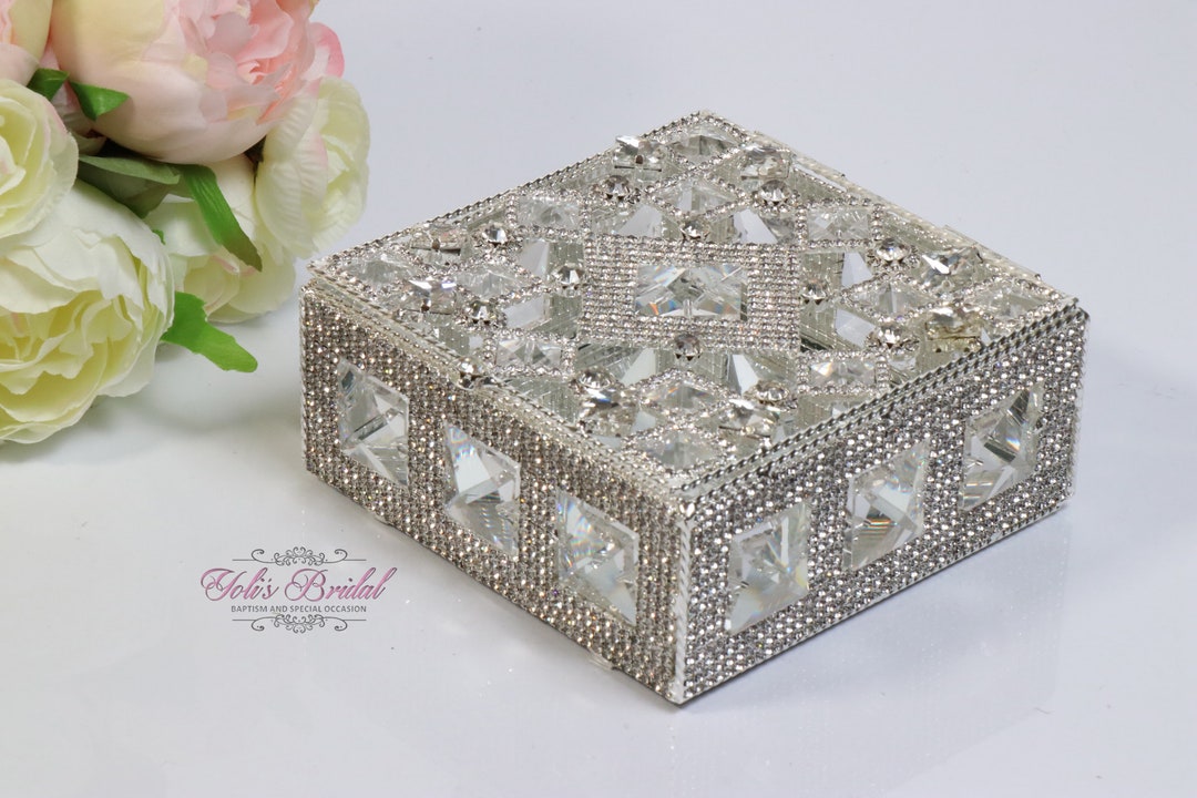 Silver Beautiful Wedding Box, Lasso Box, Crystal Box, Treasure Chest ...