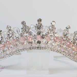 NEW!!! Beautiful Silver Girl Sparkling Tiara With Pink Stones Tones ...
