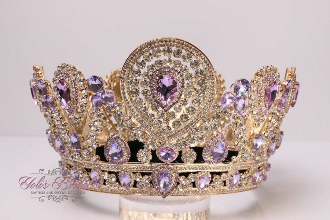 FAST SHIPPING!! Gold With Lilac Stones Round Crown, Royal Crown, Full ...