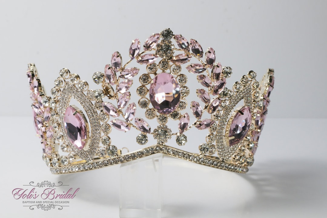FAST SHIPPING! Gold With Pink Stones Tiara, Gorgeous Gold Tiara, Pink ...