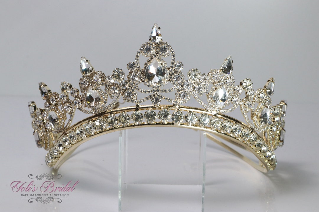 FAST SHIPPING!!! Gold Tiara, Gorgeous Gold Crystal Girl Crown, Stunning ...