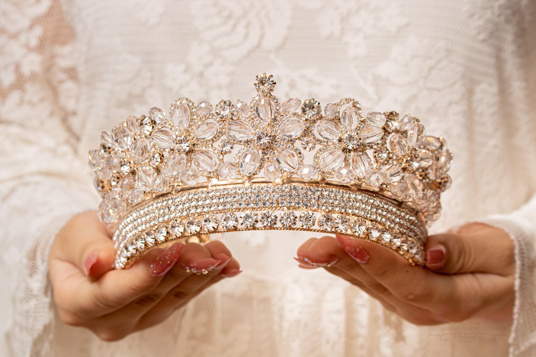 FAST SHIPPING! Gold Sparkling Tiara, Crystal Tiara, Wedding Tiara ...