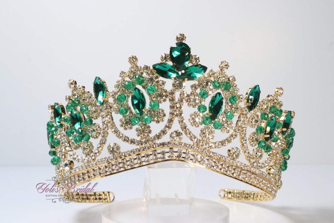 FAST SHIPPING!!! Gold With Jade Stones Crown, Gorgeous Gold Tiara ...